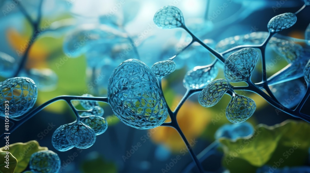 3D rendered image of mesophyll cells in a leaf, detailed and vibrant ...