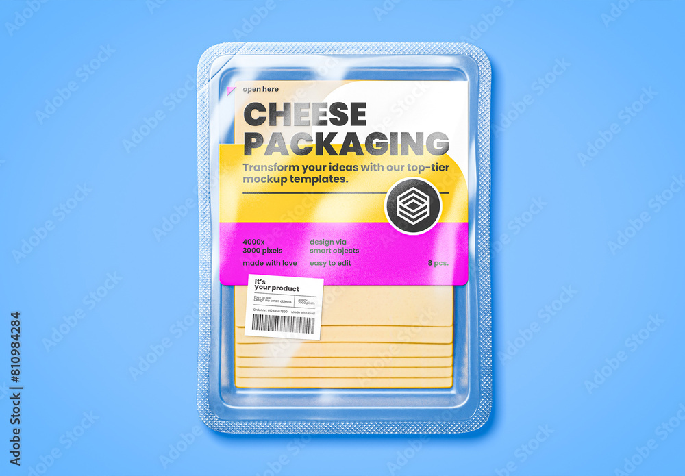 Sliced Cheese Packaging Mockup Stock Template | Adobe Stock