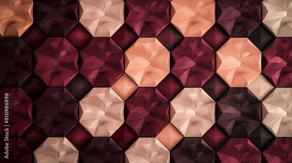 Engaging abstract wall design using heavy textile layering in maroon ...