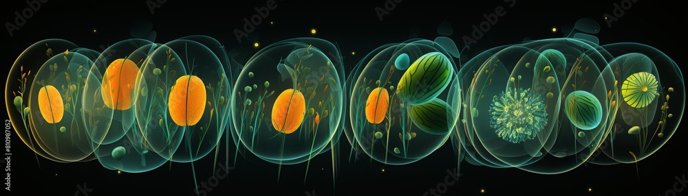 Dynamic animation frame of plant cell division, showing mitosis stages ...