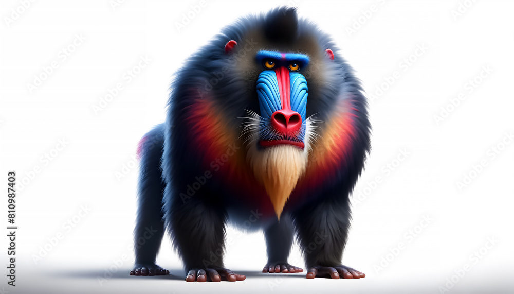 Full-Body 3D Caricature of a Mandrill: Realistic Drawing with Vibrant ...
