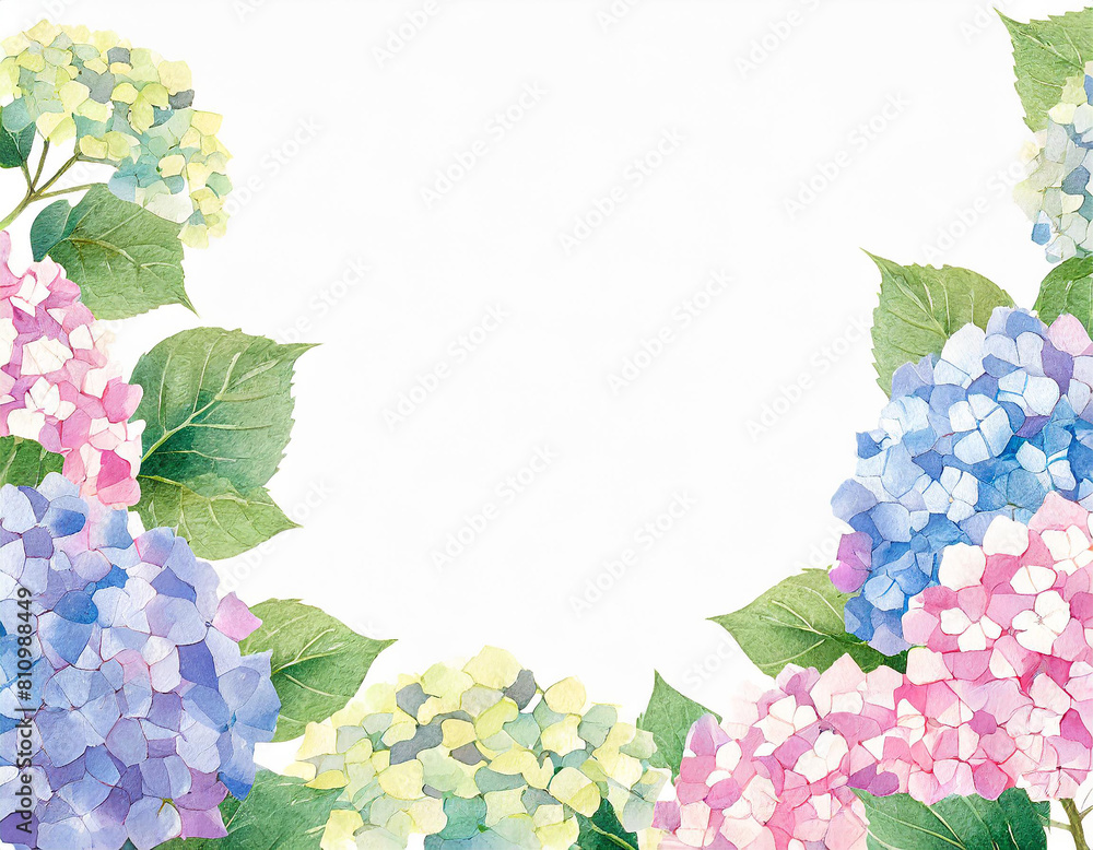 Watercolor hydrangea flower frame border background Stock Illustration ...