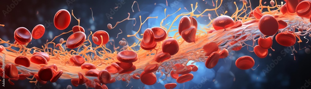 Illustration of platelets in the clotting process, highlighting their ...