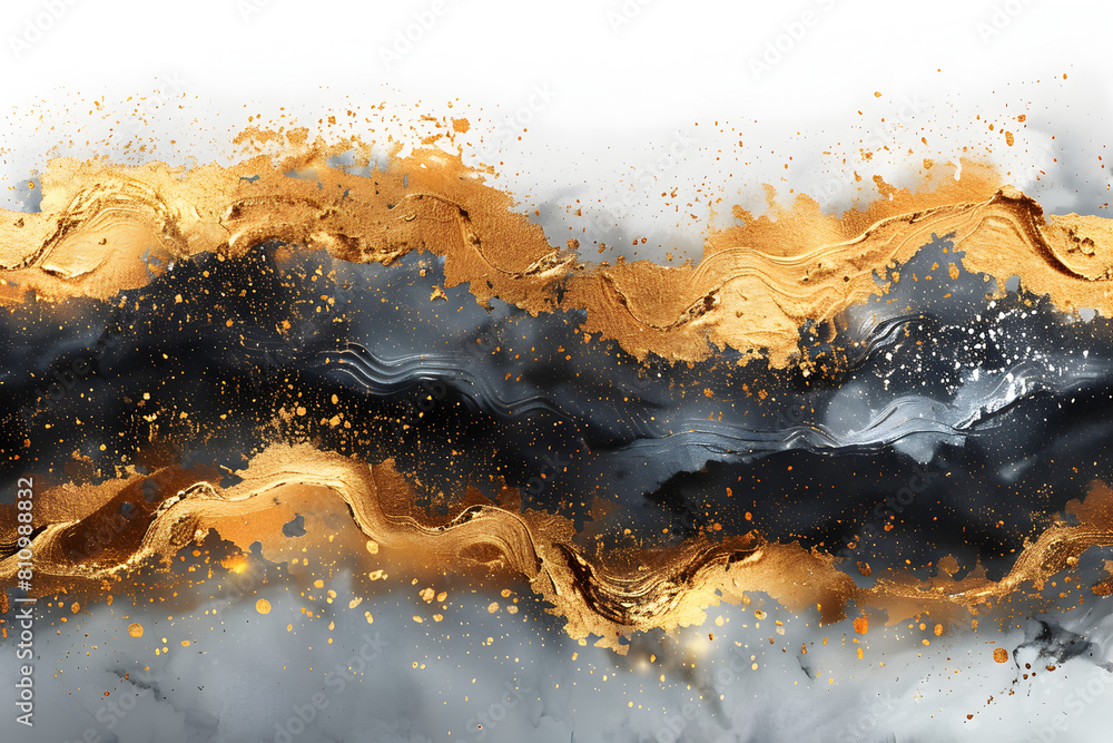 Gold and silver metallic watercolor paint splatter texture on ...