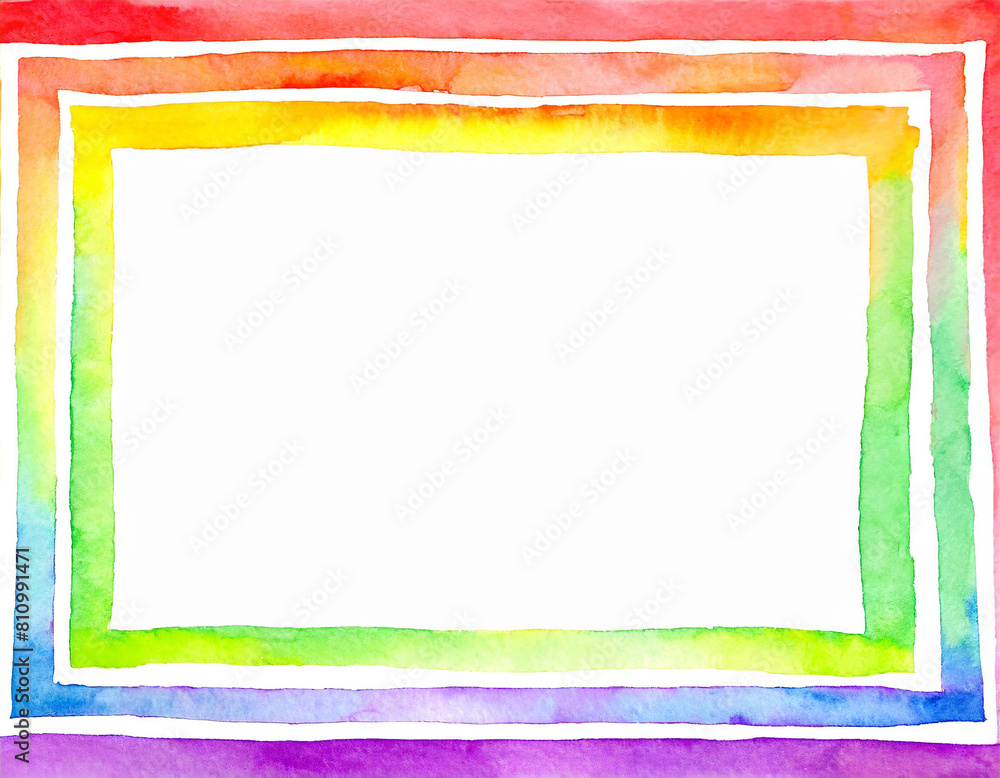 Colorful watercolor rainbow powder explosion frame border background ...