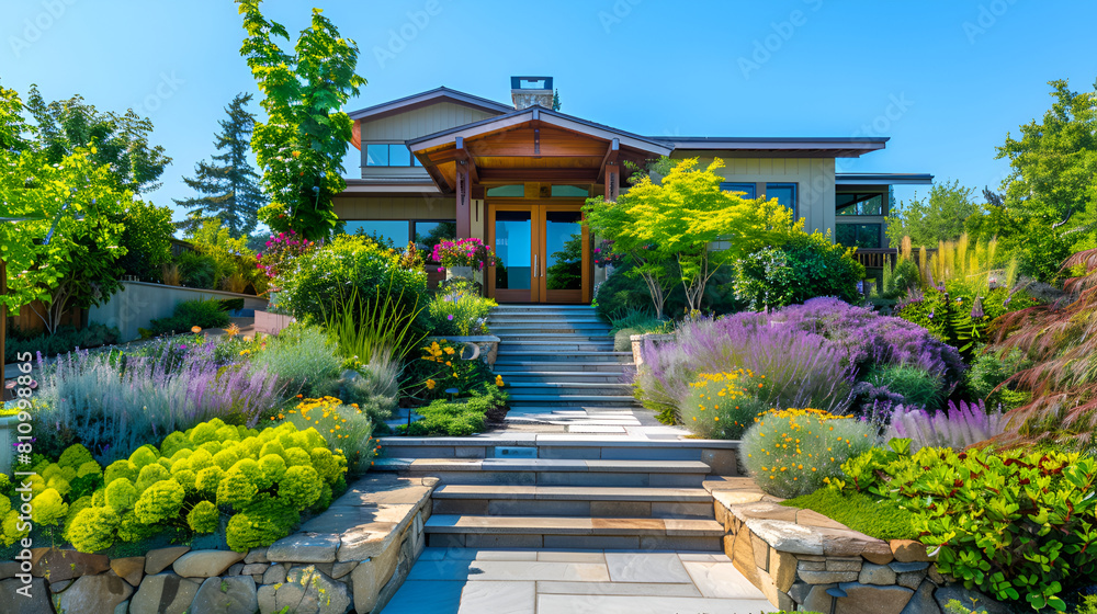 House with nice landscaping of shrubs,Beautiful contemporary home with ...