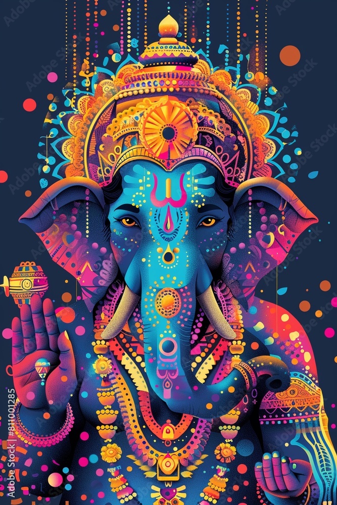 Hinduism Pop Art A colorful pop art portrait of Ganesha, the ...