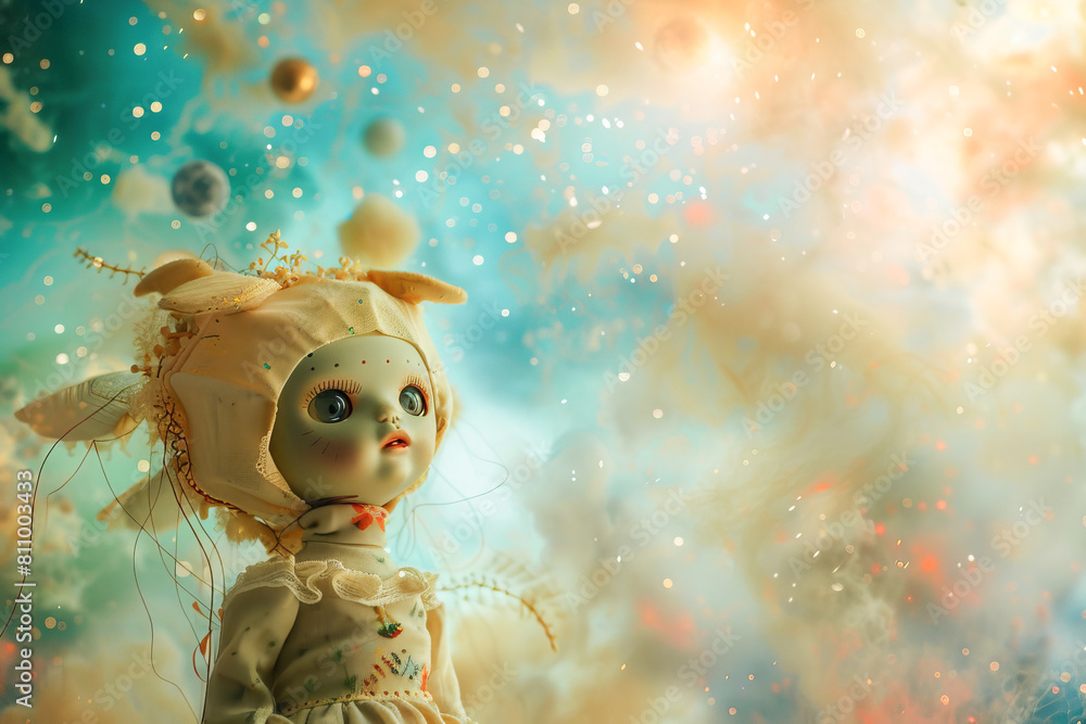 Design an artwork portraying the gentle connection between children and ...