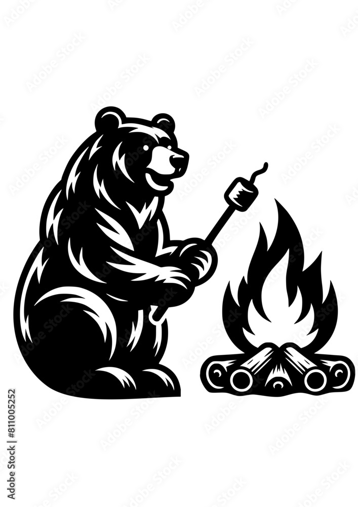 Bear Campfire SVG, Bear SVG, Camping SVG, Marshmallow SVG, Bonfire SVG ...