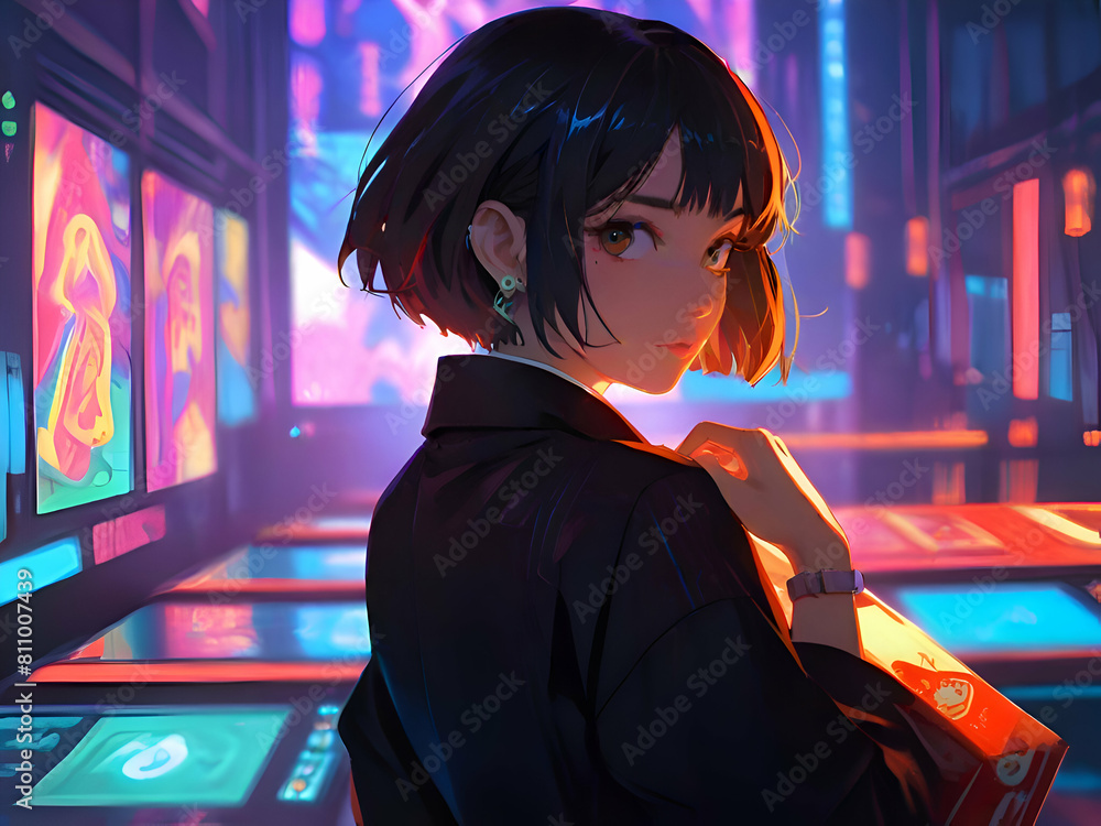 Anime portrait of a beautiful girl , to use as manga, background ...