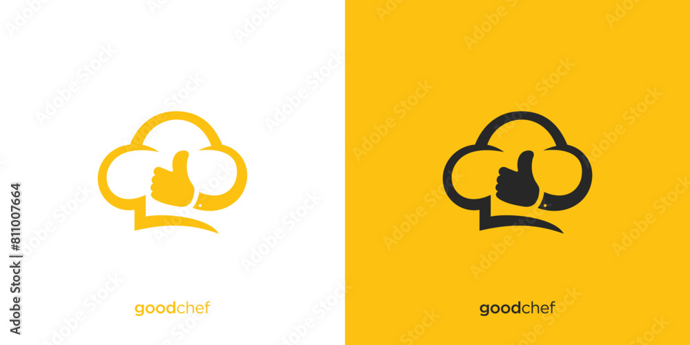 Simple Good Chef Logo Design. Creative Chef Hat Concept with Thumbs Up ...