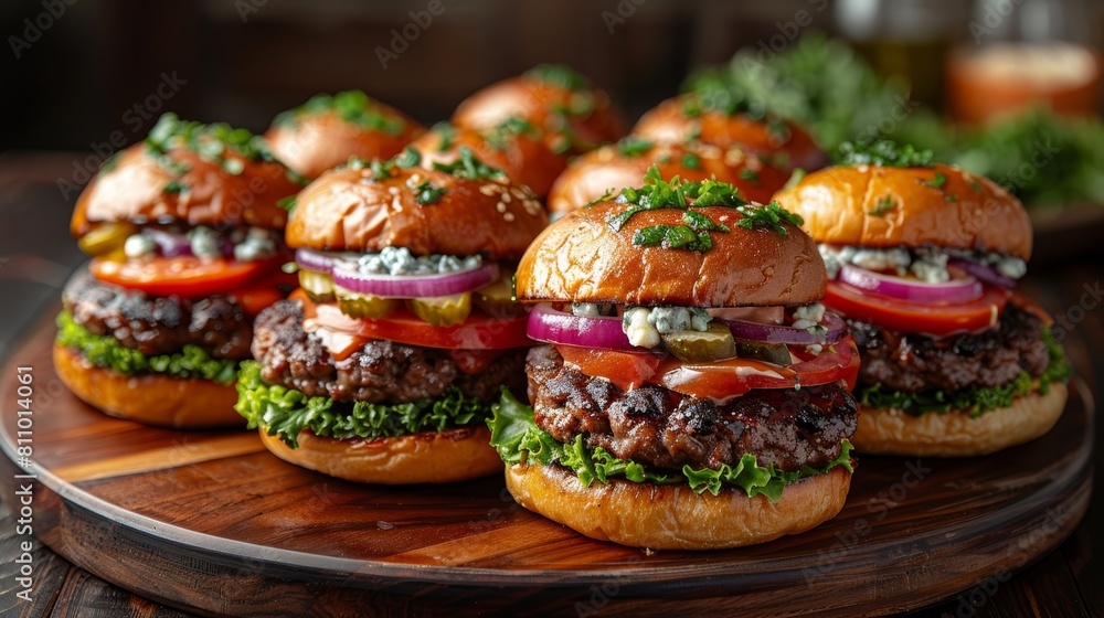 gourmet slider menu, a tray of fancy sliders featuring avocado, blue ...
