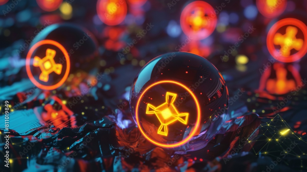 Radioactive symbols scattered throughout the composition, super ...