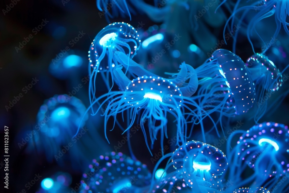 The vibrancy of bioluminescent organisms in the deep sea, super ...