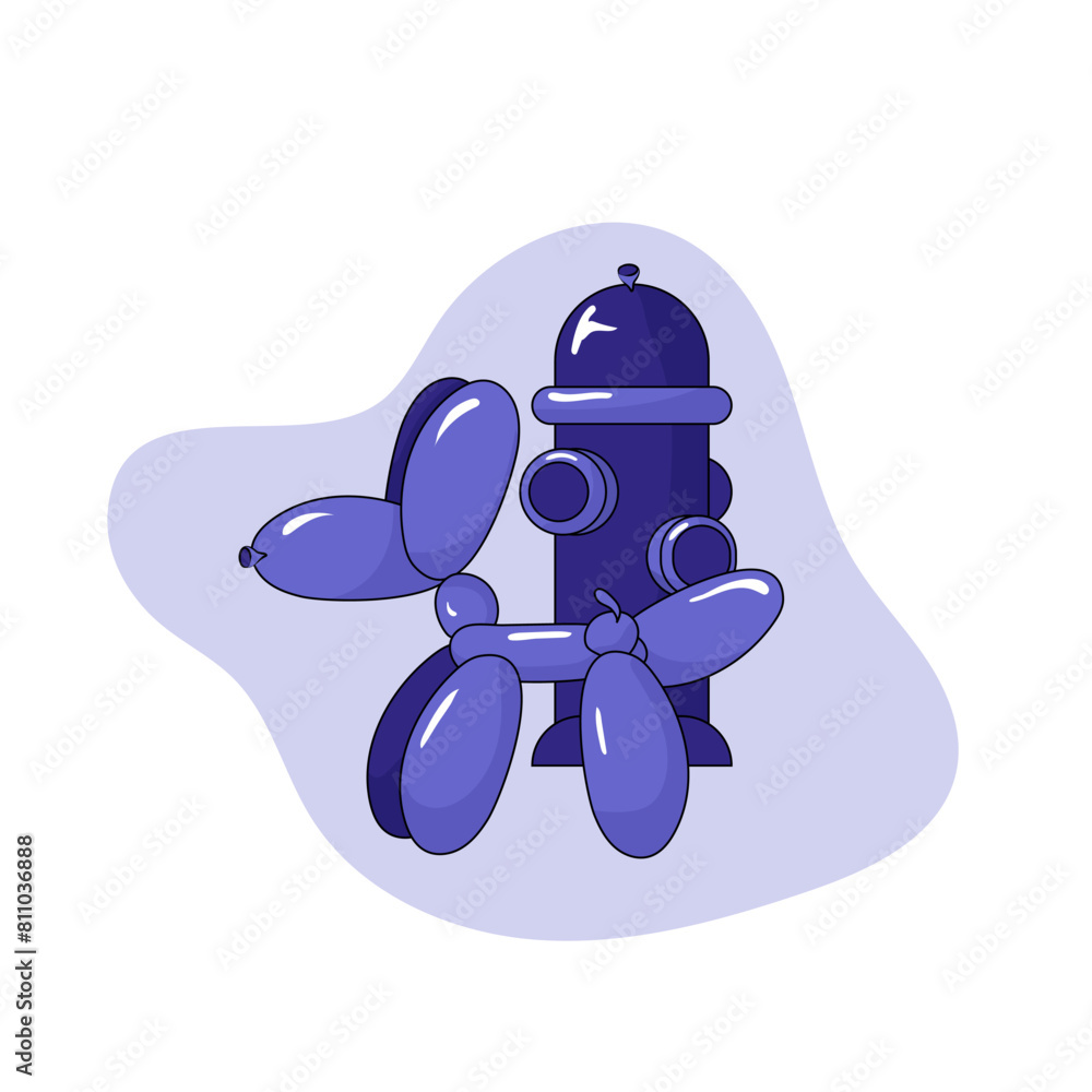 Balloon Dog Vector Illustration Pee On A Fire Hydrant Stock Vector ...