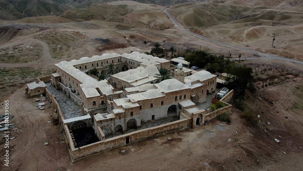 Nabi Musa site and mosque, Aerial, israel,2022 Drone view from Judan ...