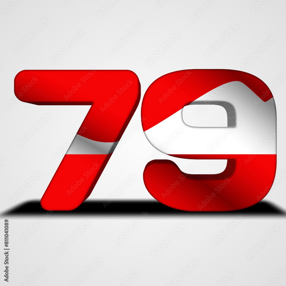 number 79 design with Indonesian flag texture on a red and white ...