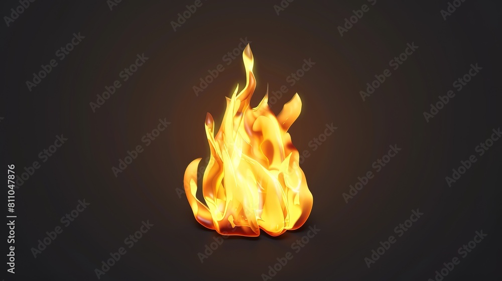 Illuminated Fire Flame: Detailed illustration of a bright, energetic ...