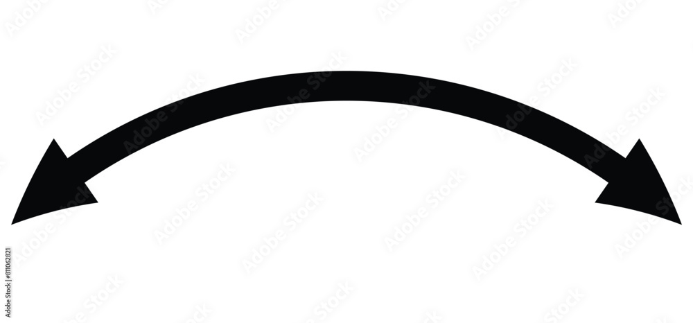 Dual semi circle arrow. Vector illustration. Semicircular curved thin ...