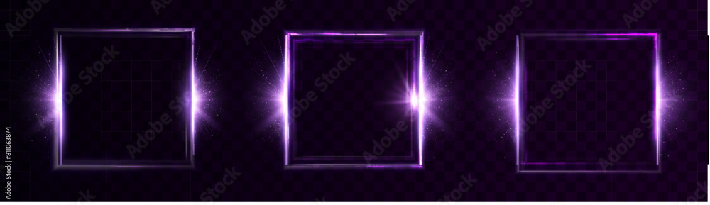 Bright light frame with special lighting effects. Beautiful purple ...