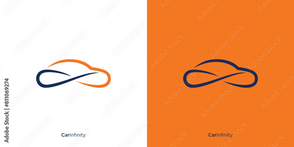 Vetor de Simple Abstract Car Infinity Logo. Car Silhouette with ...
