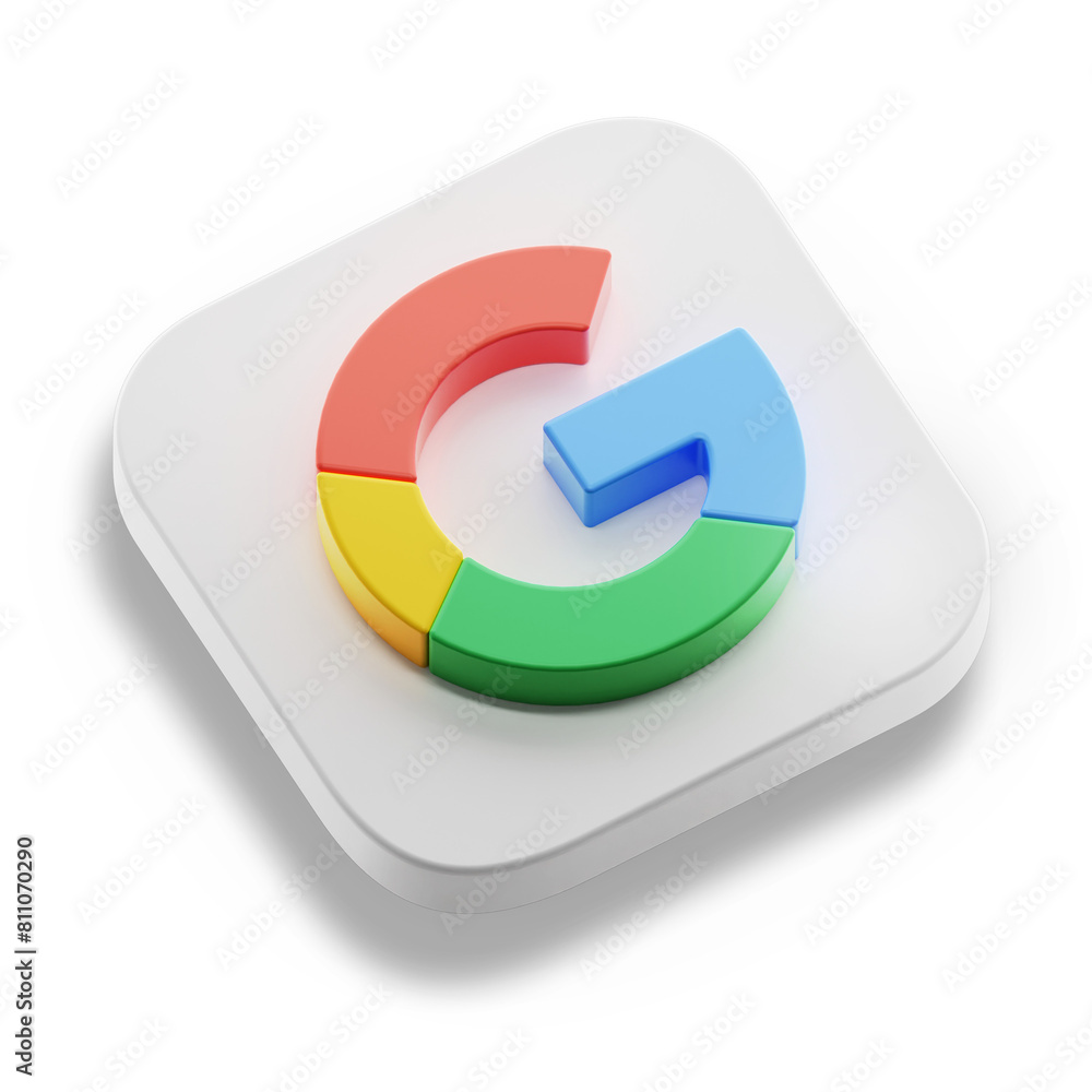 google account app isometric concept logo icon element in round corner ...