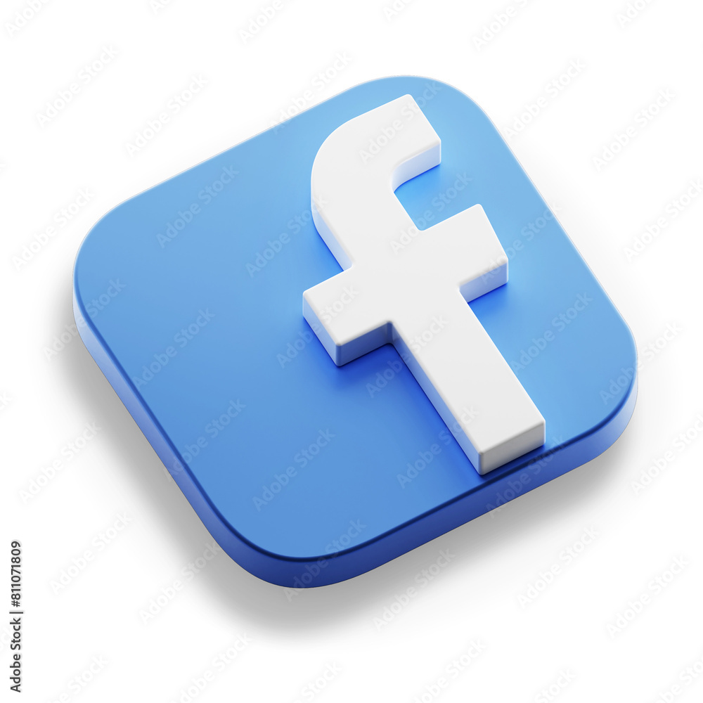 facebook social media app isometric concept logo icon in round corner ...
