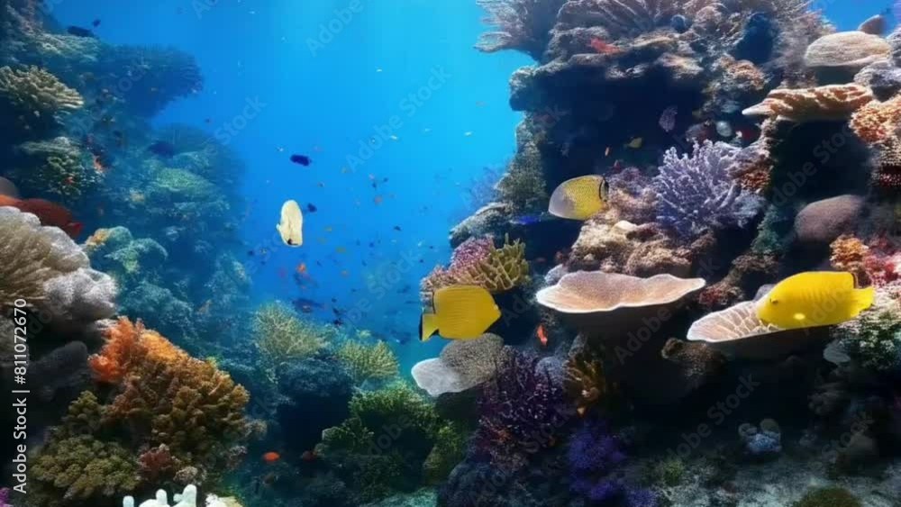 4K HD Video of many varieties of tropical fish swimming around in a ...