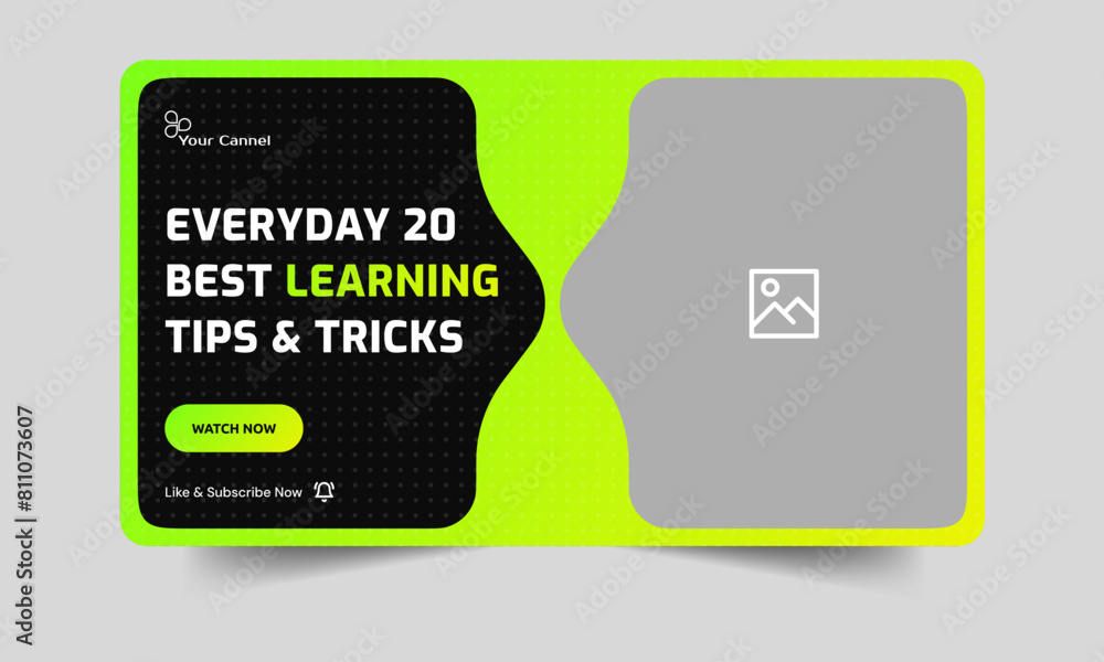 Modern video thumbnail banner design, learning tips and tricks video ...