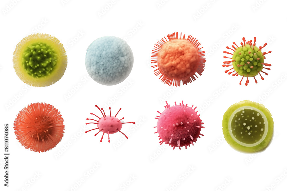 group of microbes PNG and viruses PNG Isolated Germ on Transparent and ...