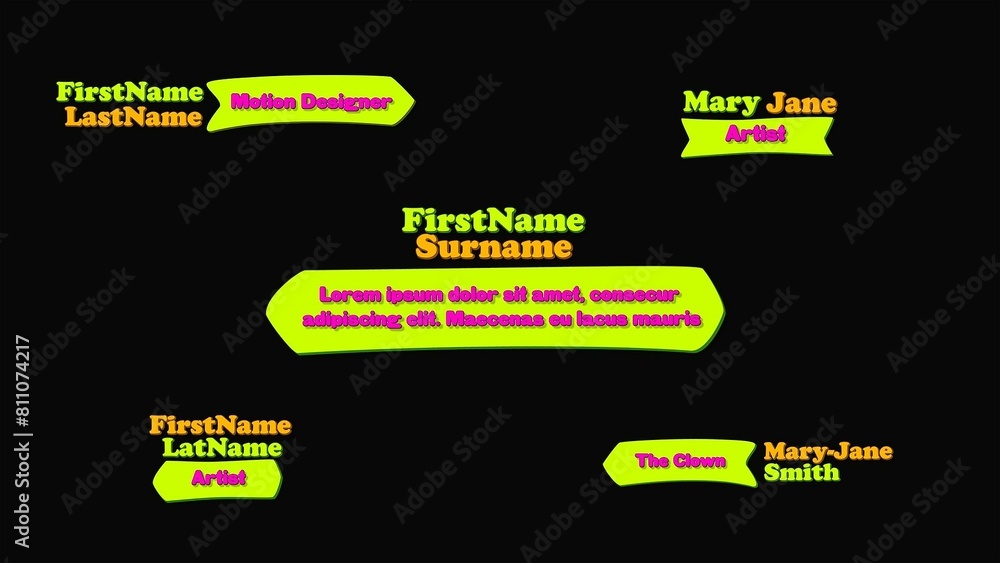 Groovy Playful Fun Overshoot Lower Thirds Stock Template | Adobe Stock