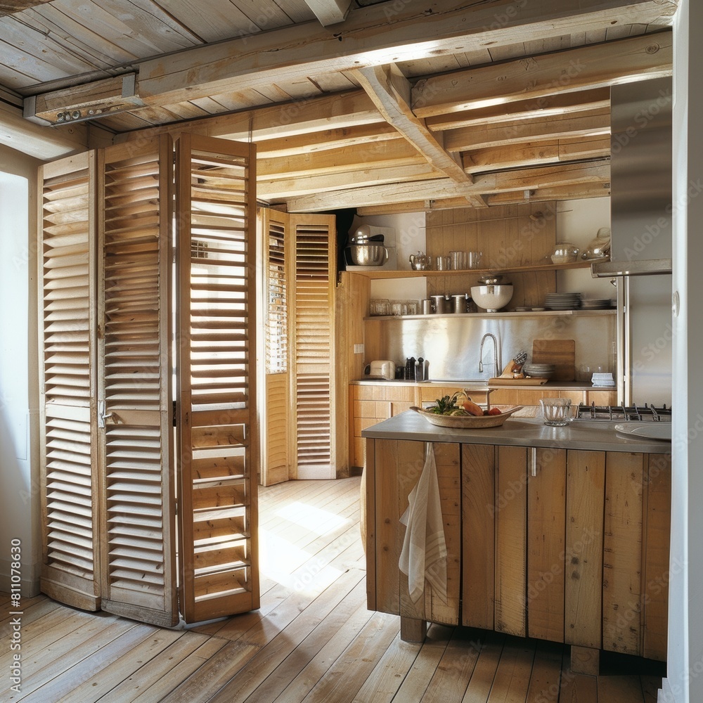 home interior wooden decoration design ideas wooden shutter door in ...