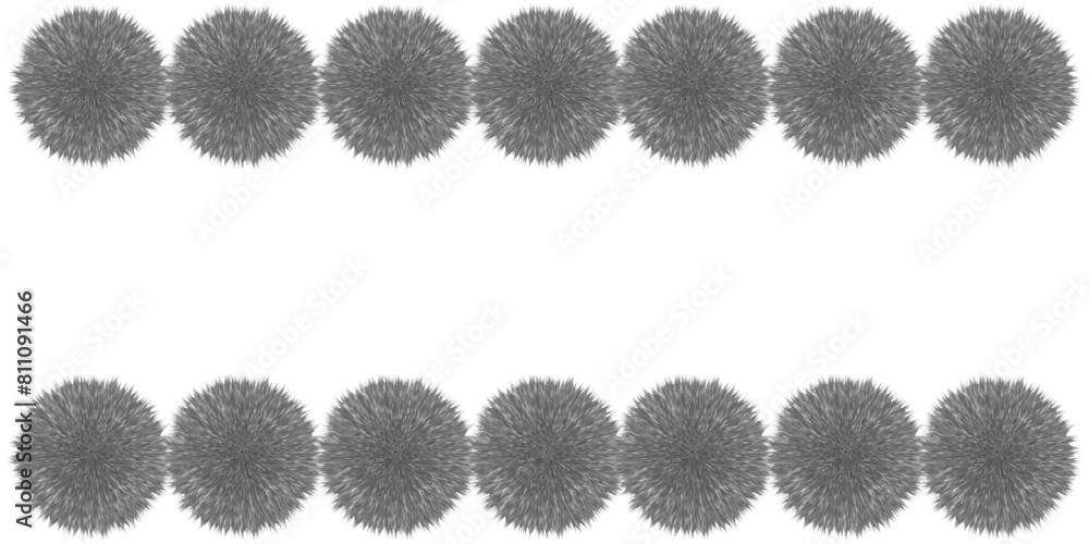 3D Furry Hairy Texture Frame isolated white background. 3D vector ...