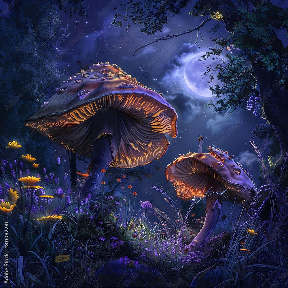 "Magical Mushroom Wonderland: Vibrant, Enchanting Fungi in a Mystical ...