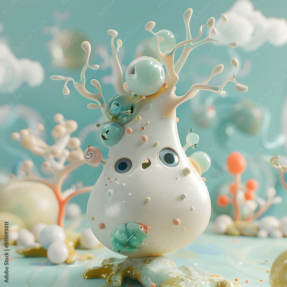 Whimsical 3D Cartoon Hormone Mascot with Anatomical Endocrine System ...