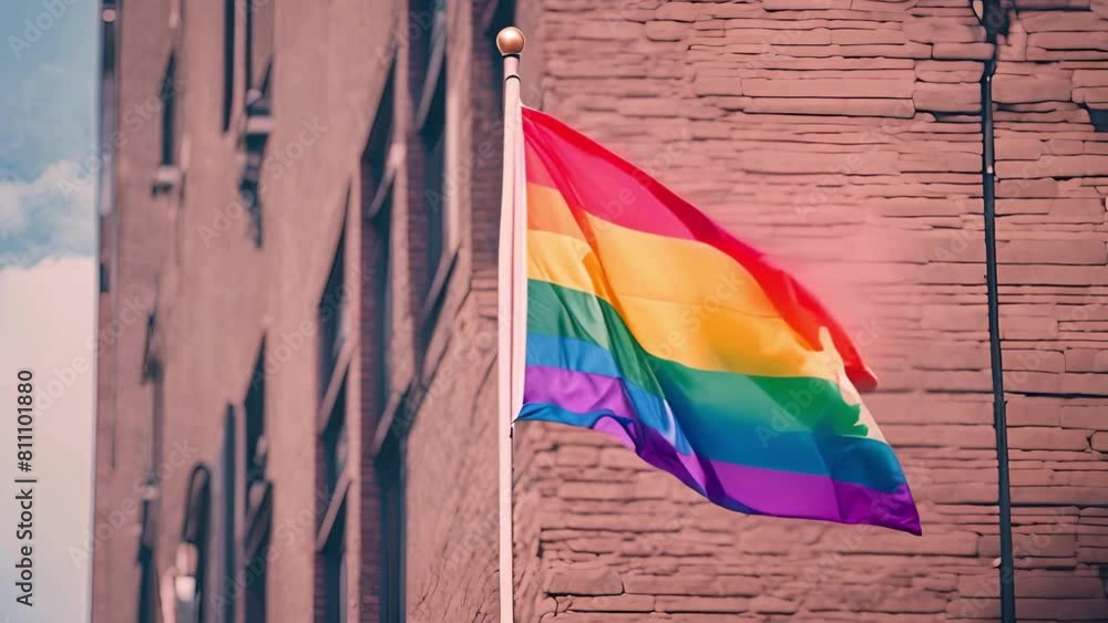 LGBT Pride month symbol - Colorful Rainbow flag during a Gay Pride ...