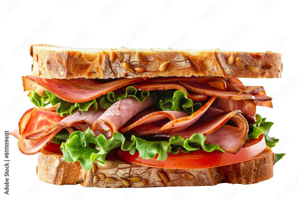 Ham sandwich cut out transparent isolated on white background PNG file ...