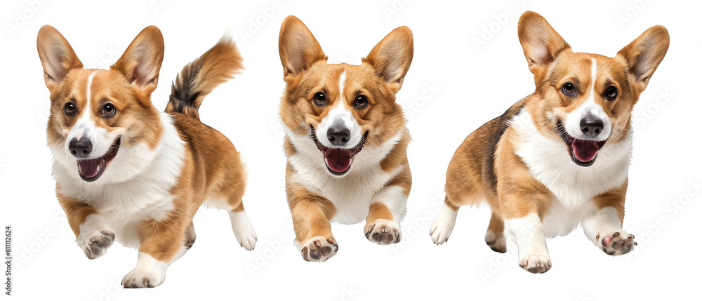 Collection of corgis dog cut out transparent isolated on white ...