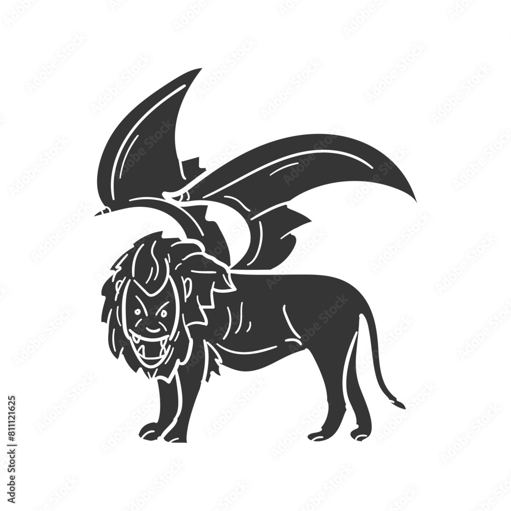 Manticore Icon Silhouette Illustration. Myth Vector Graphic Pictogram ...
