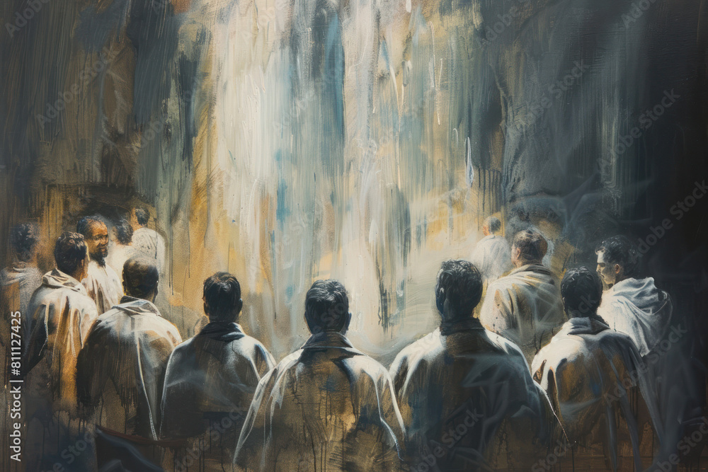 Upper Room Gathering of Disciples, Pentecost a Christian holiday, the ...