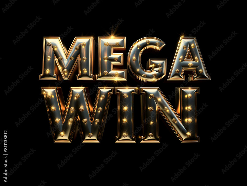 Golden mega winner word in 3d golden label, AI generation Stock ...