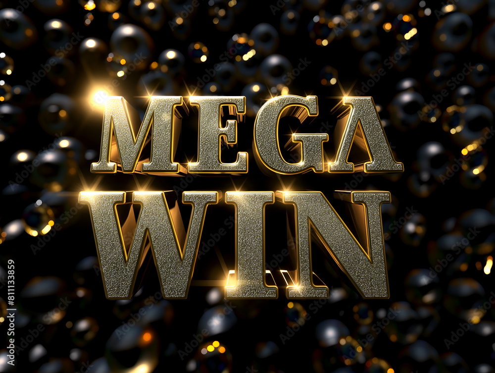 Golden mega winner word in 3d golden label, AI generation Stock ...