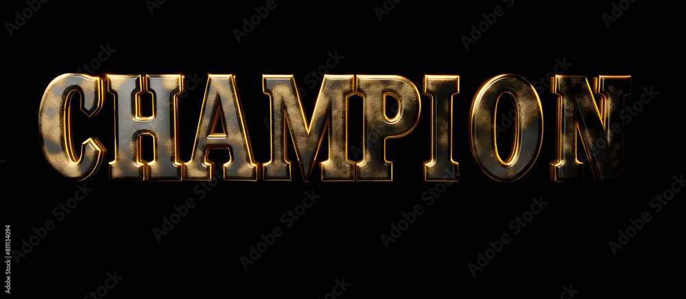 Golden champion word in 3d golden label, AI generation Stock ...