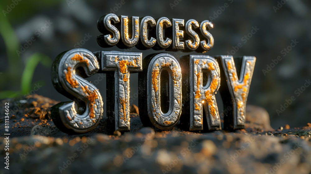 Golden success story word in 3d golden illustration, AI generation ...