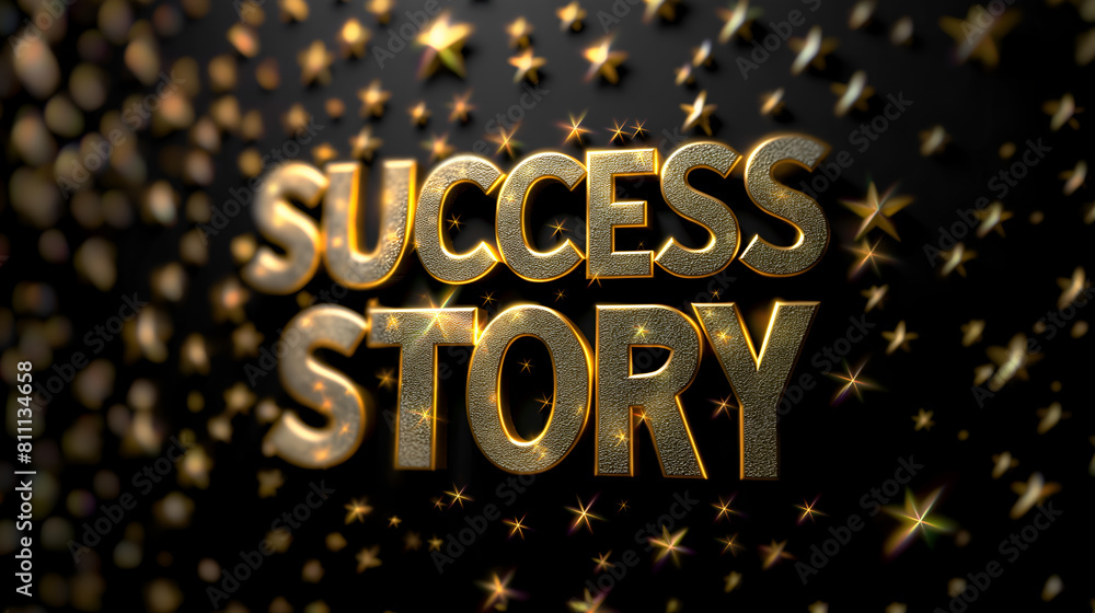 Golden success story word in 3d golden illustration, AI generation ...