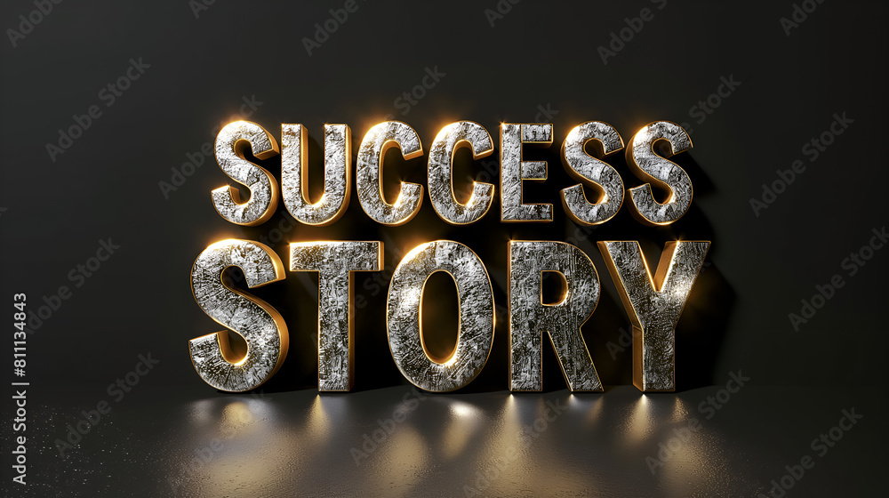 Golden success story word in 3d golden illustration, AI generation ...