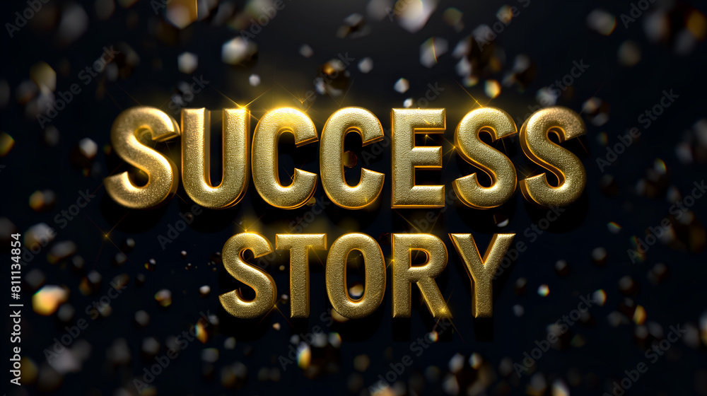 Golden success story word in 3d golden illustration, AI generation ...