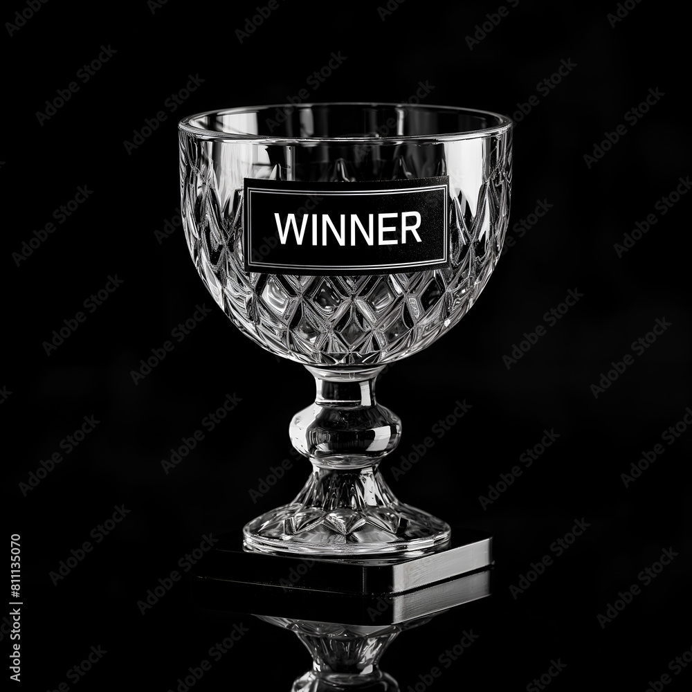 Golden winner word in 3d gold trophy cup, AI generation Stock ...