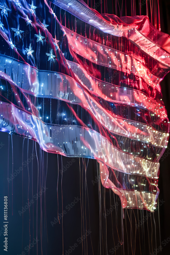 Fiber Optic USA Flag. Generated Image. A digital rendering of an ...