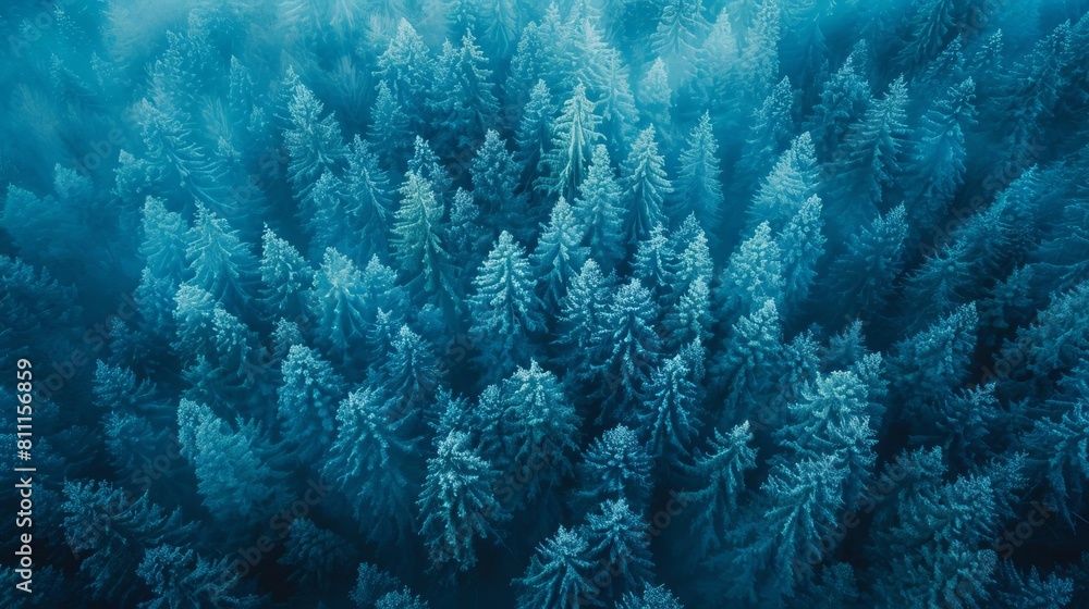 Imagine a mesmerizing aerial perspective of a vast pine forest ...